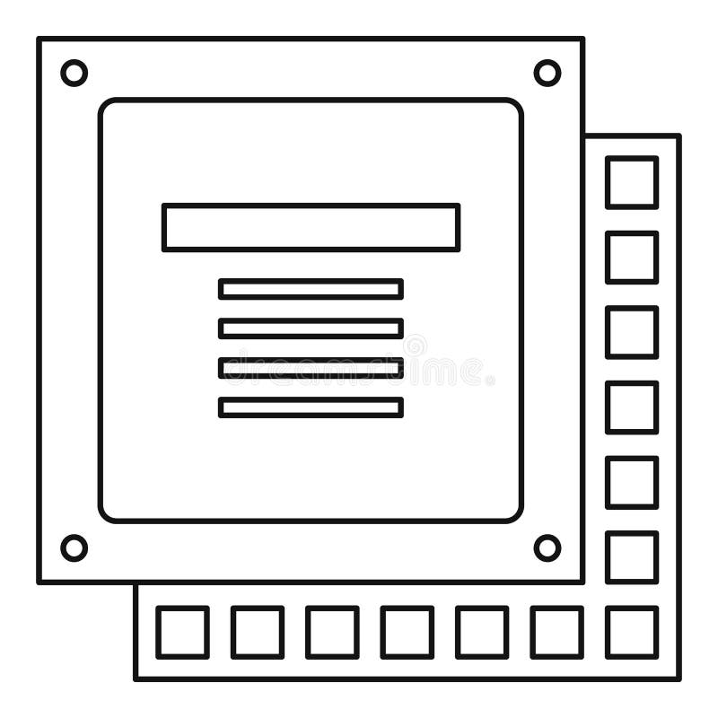Computer CPU Processor Chip Icon Outline Stock Vector - Illustration of ...