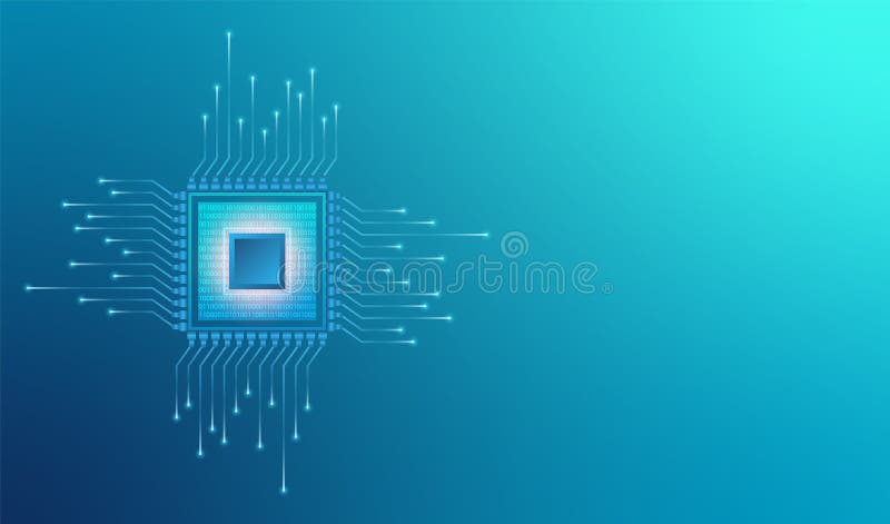 Computer Cpu Processor System Chip Abstract Data Flow Binary Code In Core Microchip Stock