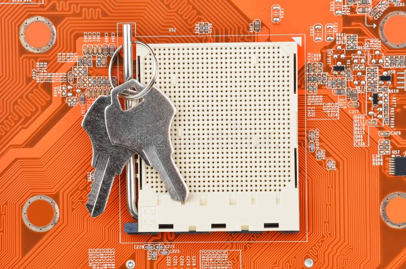 CPU slot and key stock image. Image of lock, binary - 103572267