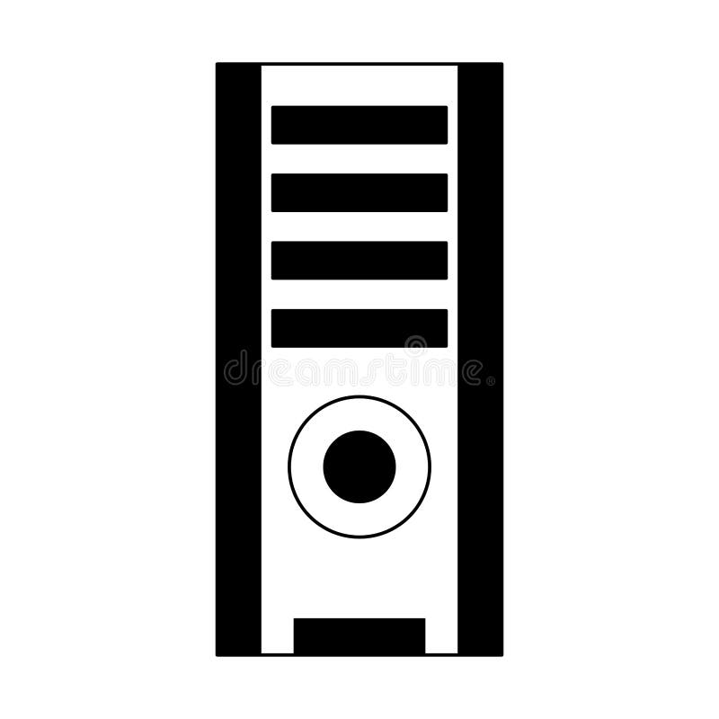 Computer Cpu Tower in Black and White Stock Vector - Illustration of ...