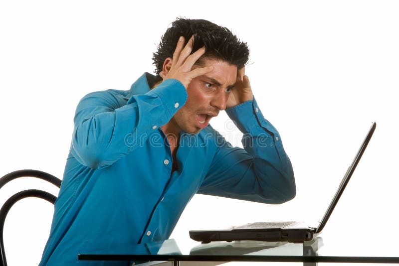 Beautiful Woman Having Computer Problems Stock Photo - Image of blond ...