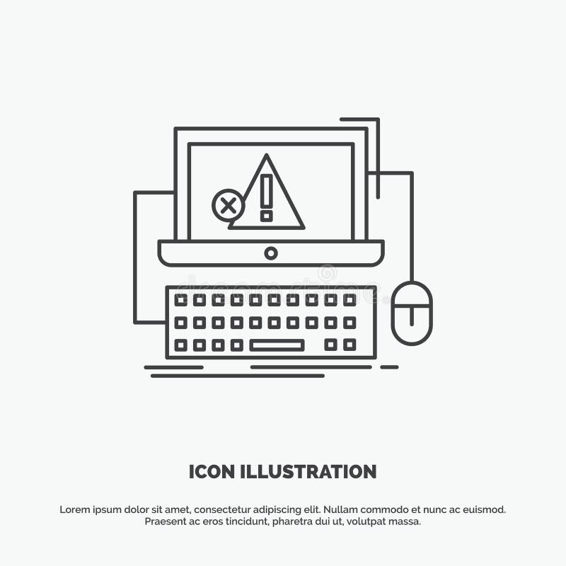 Computer, Crash, Error, Failure, System Icon. Line Vector Gray Symbol for UI and UX, Website or ...
