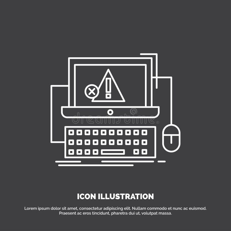 Computer, Crash, Error, Failure, System Icon. Line Vector Symbol for UI ...