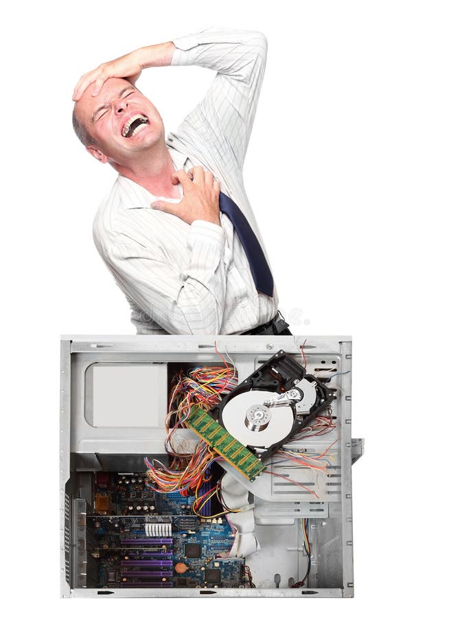 Computer Crash and Frustrated Businessman. Stock Image - Image of anger ...