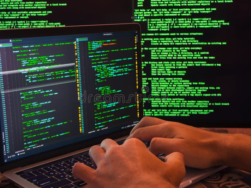 Computer Crime Concept, Hacker Breaching Server, Side View. Anonymus ...