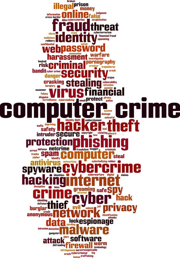 Computer crime word cloud stock vector. Illustration of intruder ...