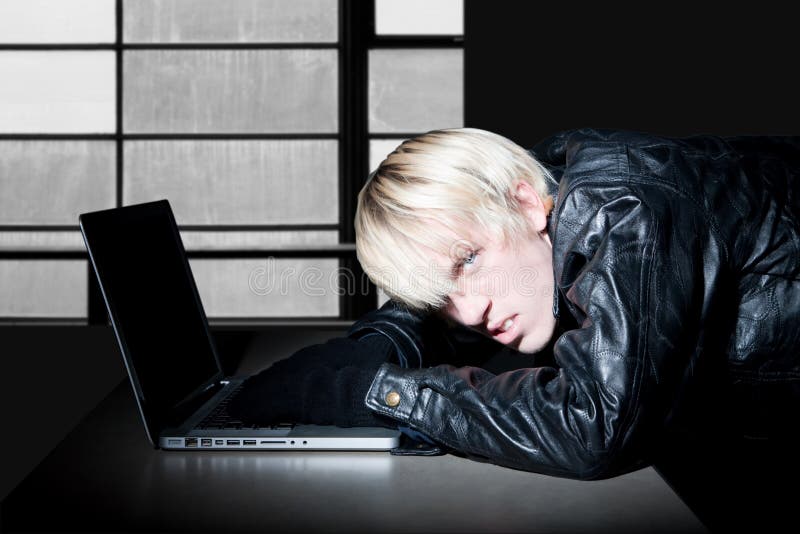 Computer Criminal stock photo. Image of jacket, theft - 11626314