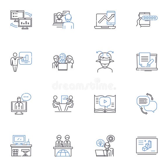 Computer Crowd Line Icons Collection. Digital, Connection, Nerk, Online ...