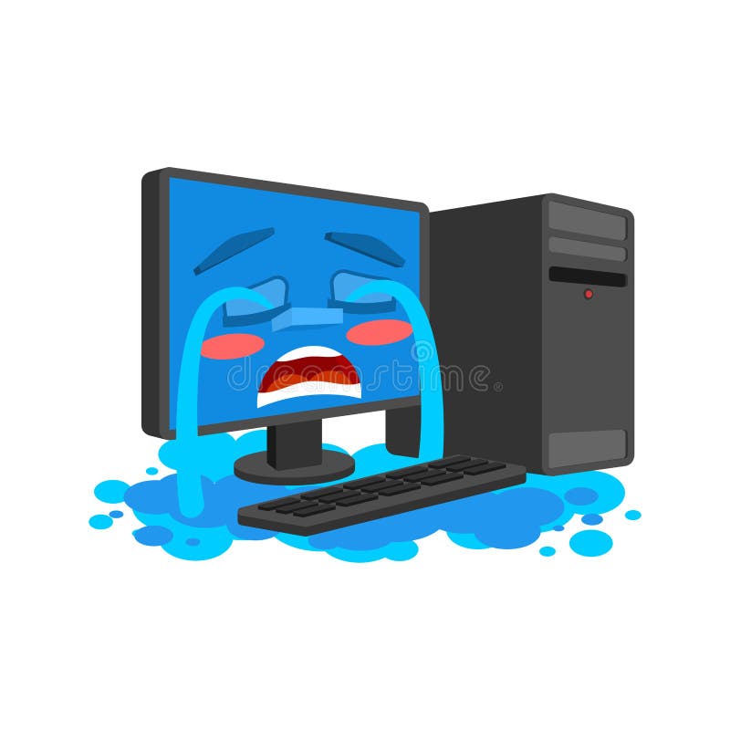 Sad Crying Computer Monitor Character Stock Vector - Illustration of ...