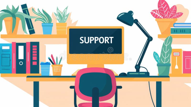 Computer Customer Support in Office AI Generated Stock Photo - Image of ...