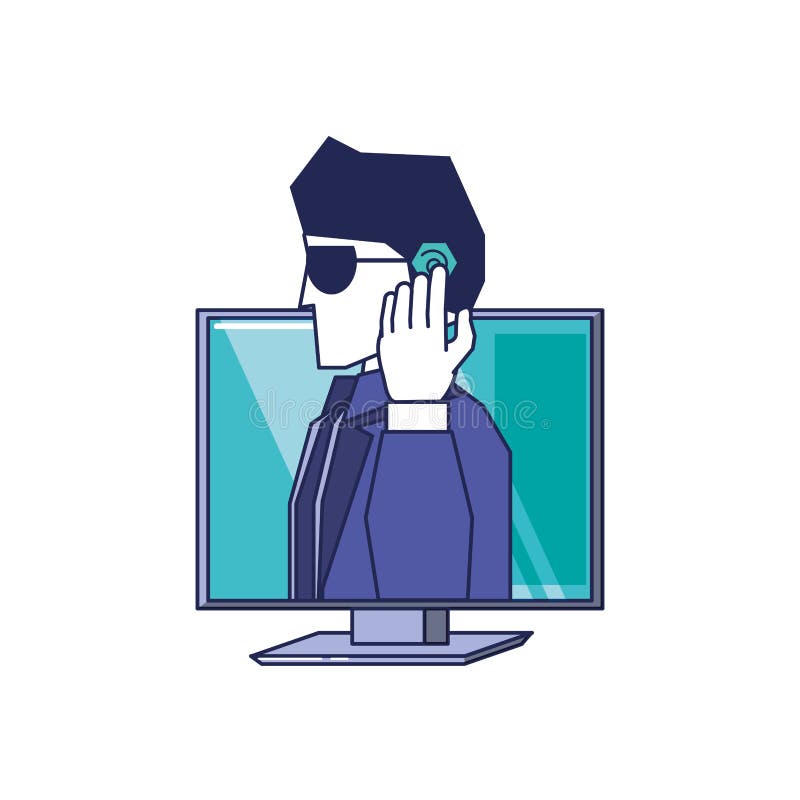 Security Agent with Robot Avatars Stock Vector - Illustration of ...