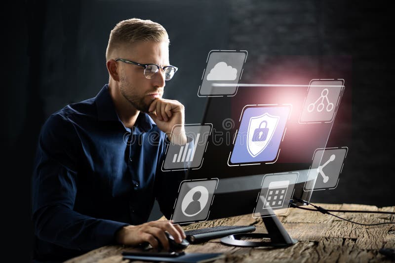 Computer Cyber Security stock photo. Image of icon, concept - 250568220