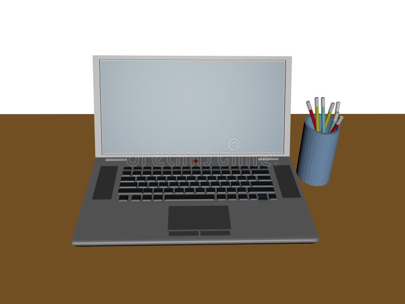 Computer 3d in front view stock illustration. Illustration of isolated ...