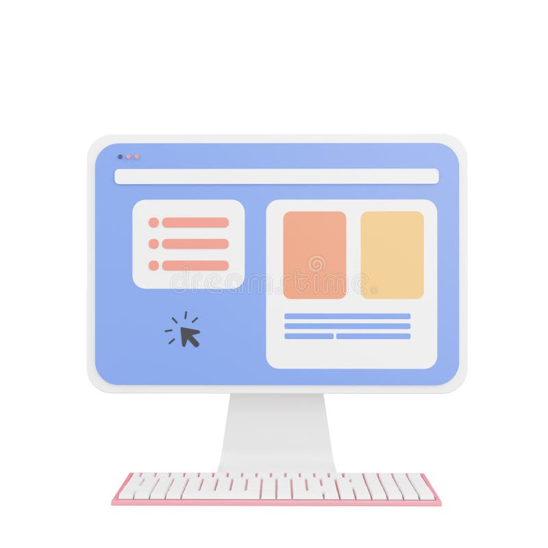 Computer, 3d Icons, Pastel Minimal Cartoon Style Isolated Stock ...