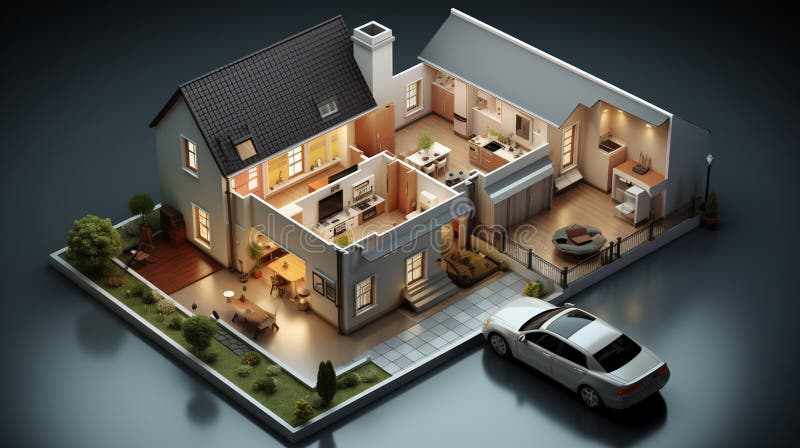 Computer 3d Visualization of the House Plan, Layout of the House ...