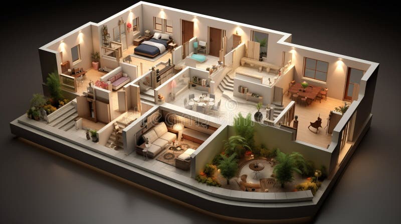 Computer 3d Visualization of the House Plan, Layout of the House ...