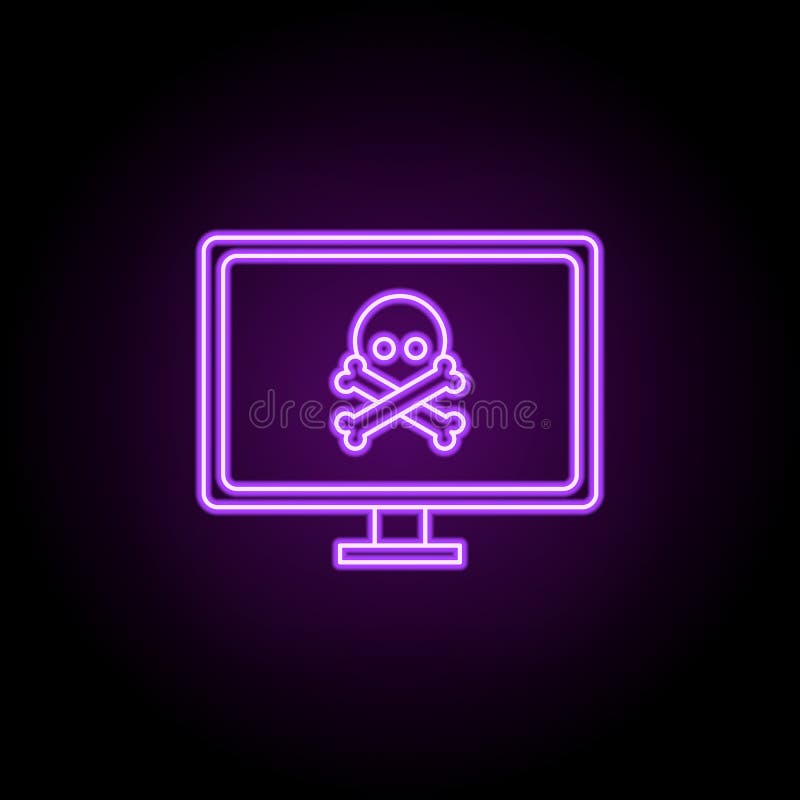 Computer in Danger Outline Icon. Elements of Security in Neon Style ...