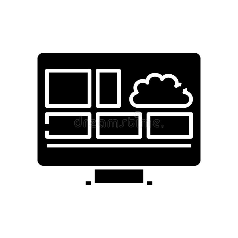 Computer Data Black Icon, Concept Illustration, Vector Flat Symbol ...