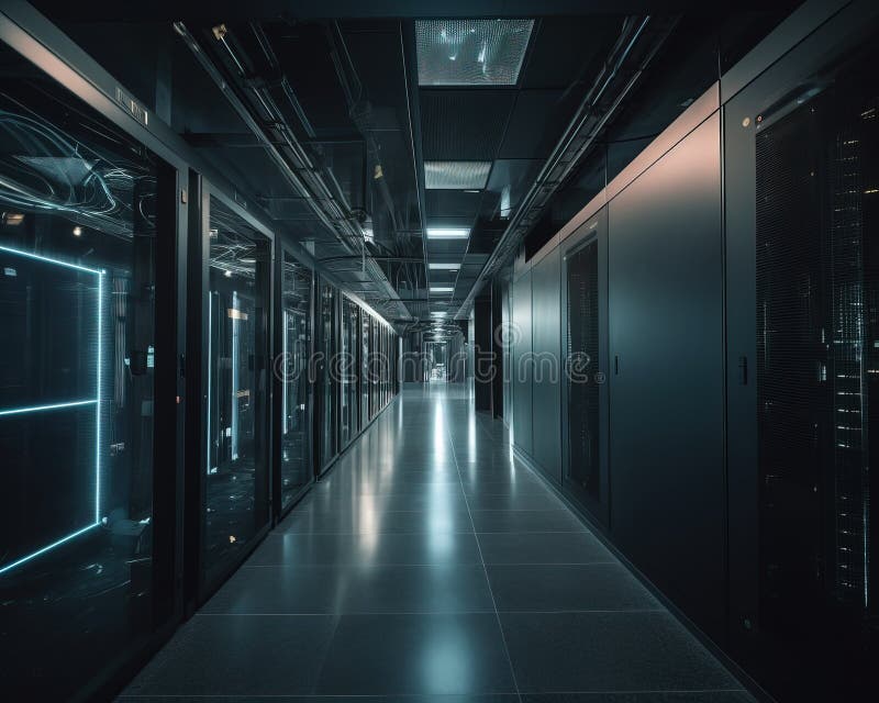 Computer Data Center Room Facility with Server Racks. Storage Solutions ...