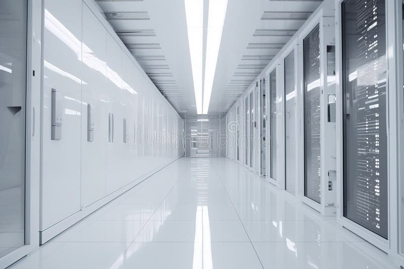 Computer Data Center Room Facility with Server Racks. Storage Solutions ...