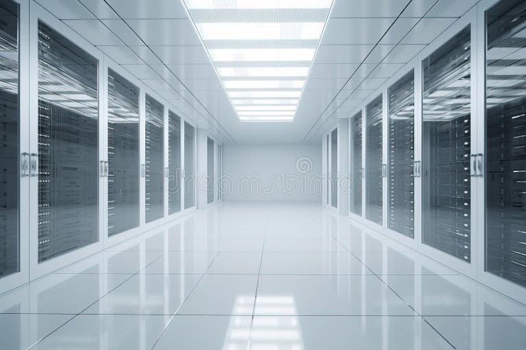 Computer Data Center Room Facility with Server Racks. Storage Solutions ...