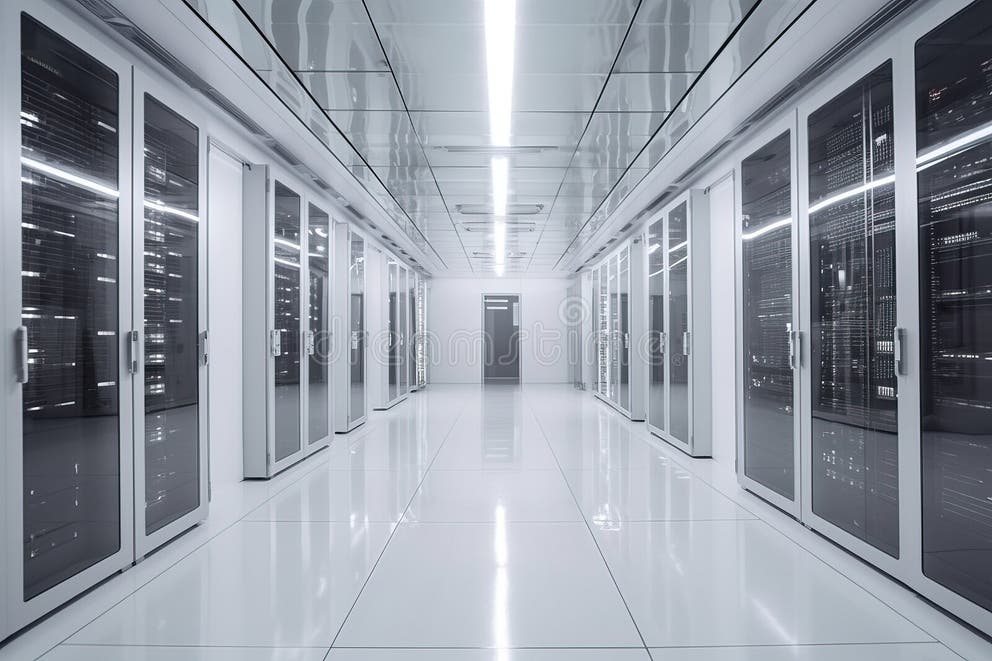 Computer Data Center Room Facility with Server Racks. Storage Solutions ...