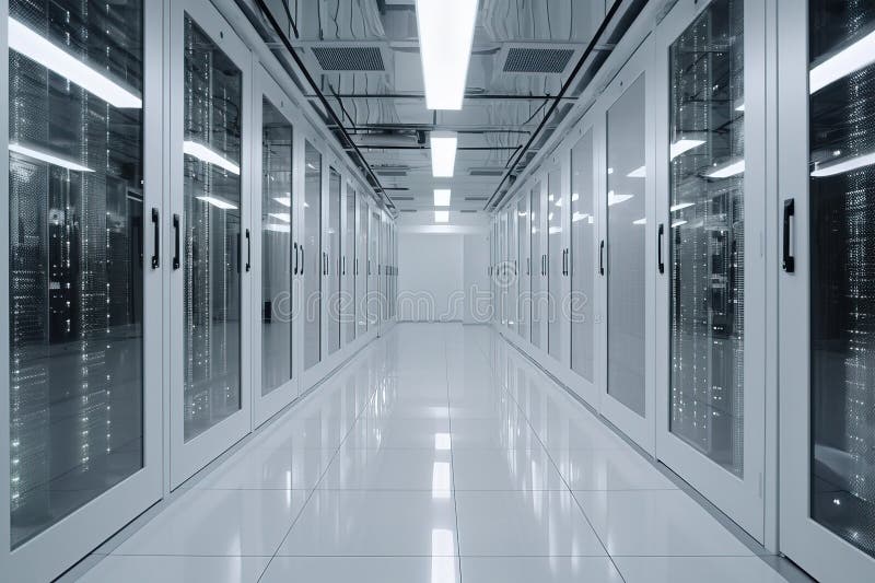 Computer Data Center Room Facility with Server Racks. Storage Solutions. Cloud Storage Servers ...