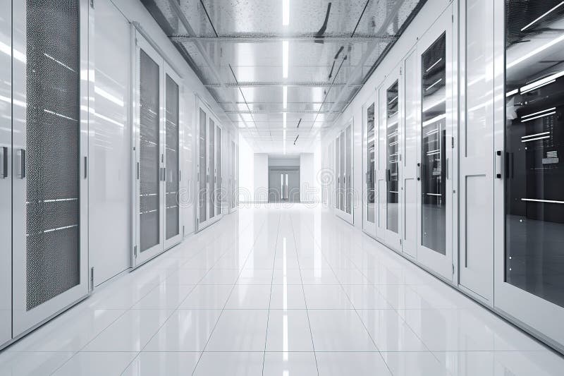 Computer Data Center Room Facility with Server Racks. Storage Solutions. Cloud Storage Servers ...