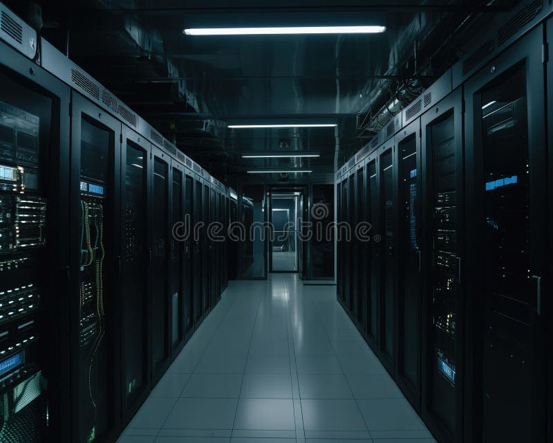 Computer Data Center Room Facility with Server Racks. Storage Solutions ...