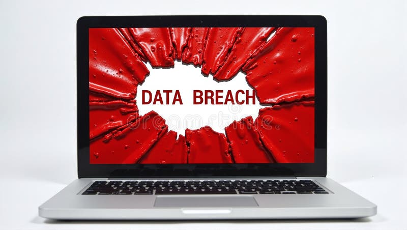 A Computer with Data Flowing Out, Symbolizing DATA BREACH: Unauthorized ...