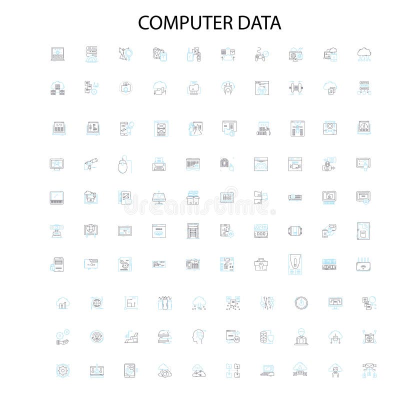 Computer Data Icons, Signs, Outline Symbols, Concept Linear ...