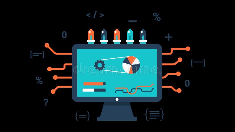 Computer Data Processing Animation Transparent Vector Motion Graphics ...