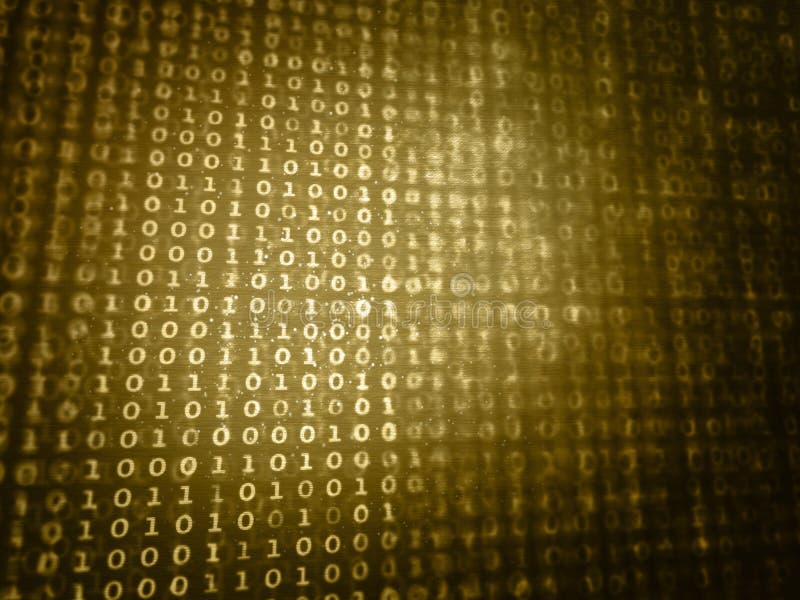Computer Data on the Screen - Gold Color - Binary Numeral System Stock ...