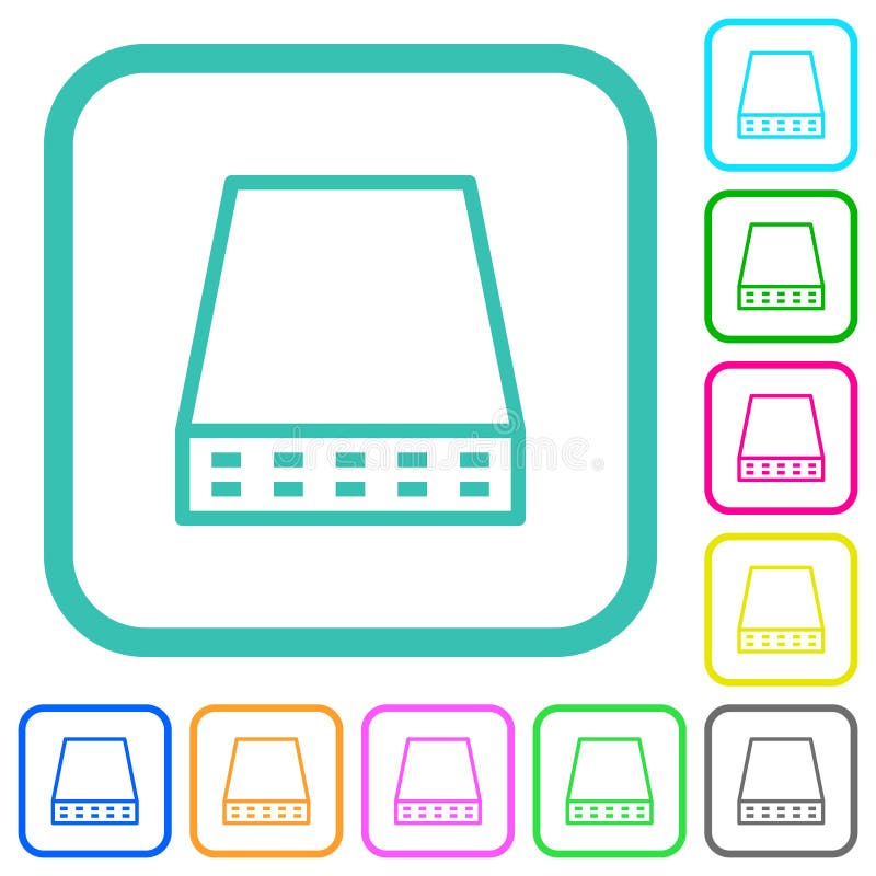 Computer Data Storage Outline Vivid Colored Flat Icons Stock ...