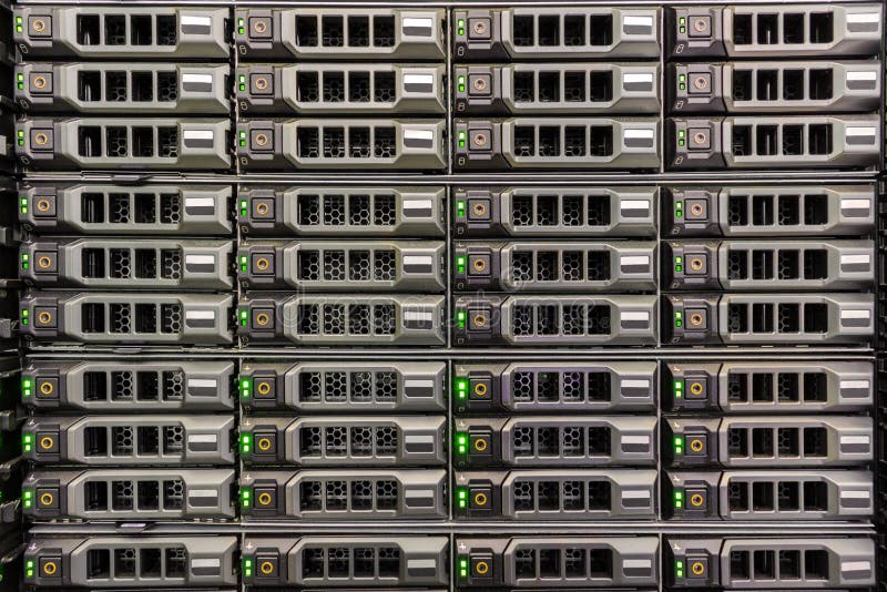 Powerful Computing Hardware Works in the Data Center Racks. Central ...