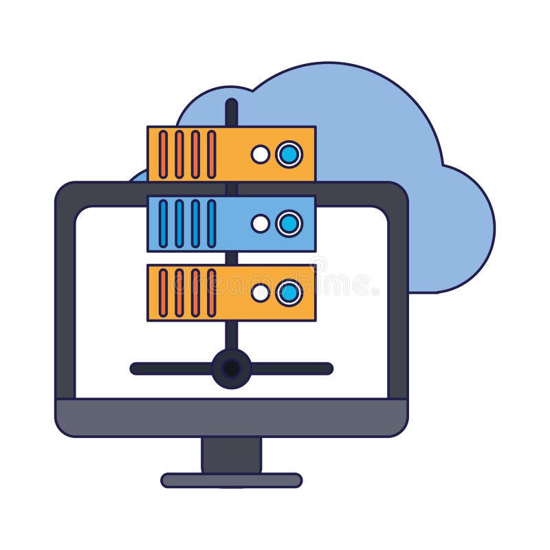 Computer Database and Cloud Computing Blue Lines Stock Vector ...