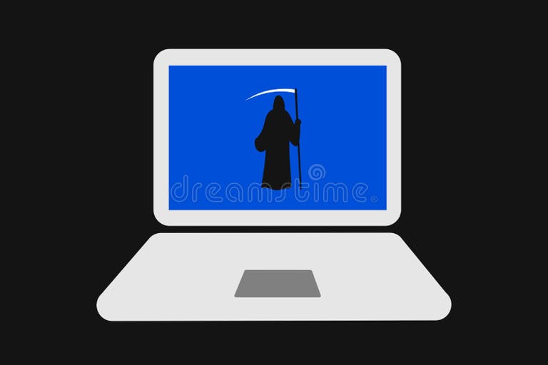 Computer and Death As Blue Screen of Death Stock Vector - Illustration ...