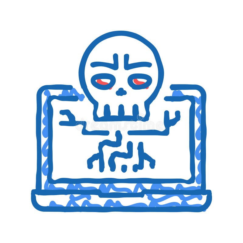 Computer Death Programm Icon Doodle Illustration Stock Illustration ...