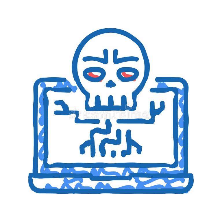 Computer Death Programm Icon Doodle Illustration Stock Illustration ...