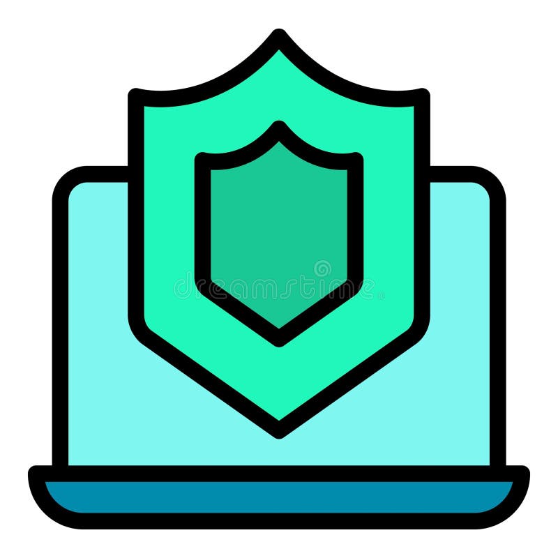 Computer Defence Icon Vector Flat Stock Vector - Illustration of shield ...