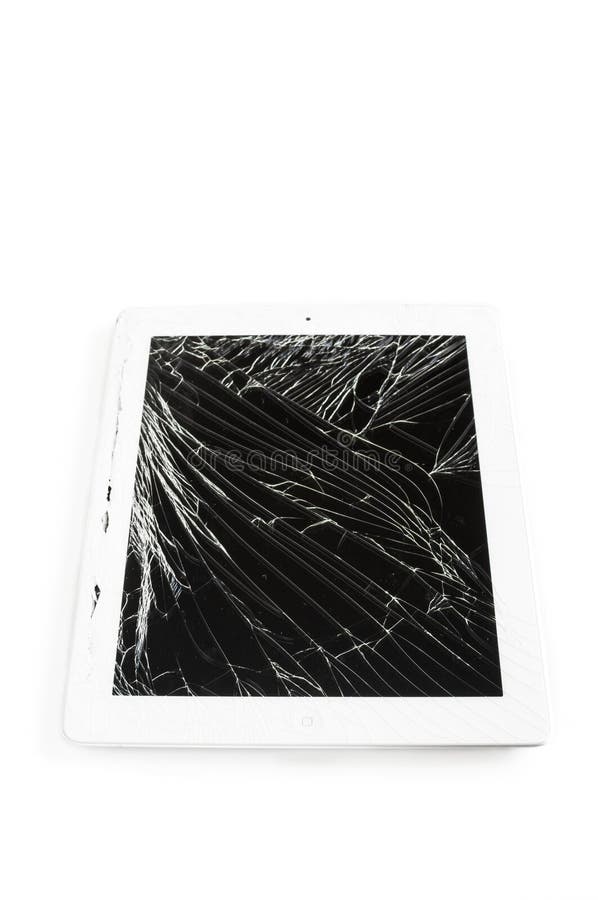 Computer Della Compressa Con Lo Schermo Di Vetro Rotto Immagine Stock ...