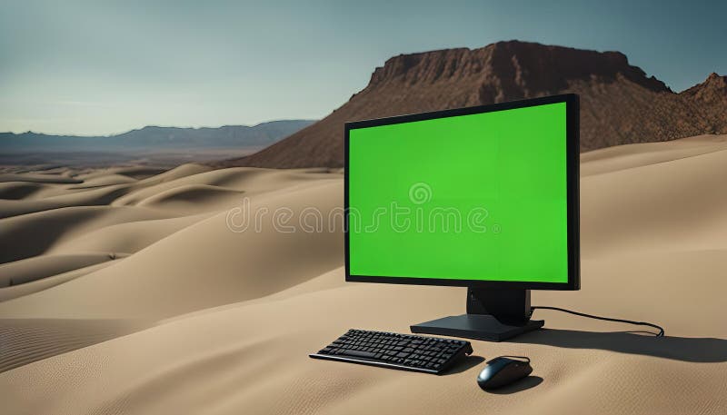 Computer in Desert stock illustration. Illustration of landscape ...