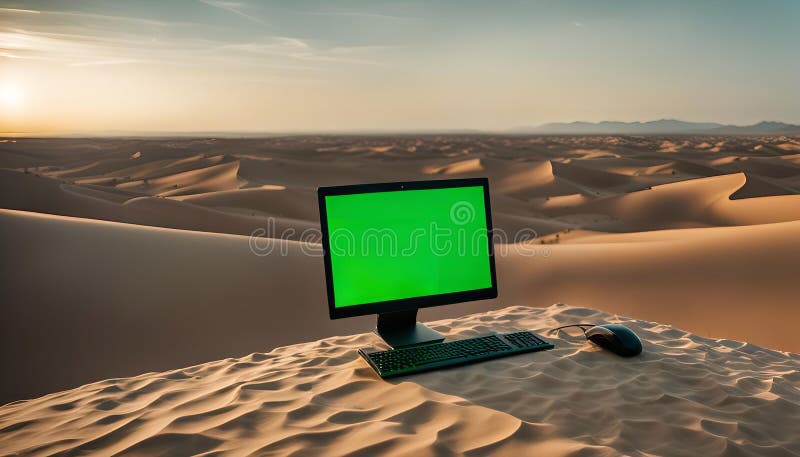 Computer in the Desert stock illustration. Illustration of horizon ...