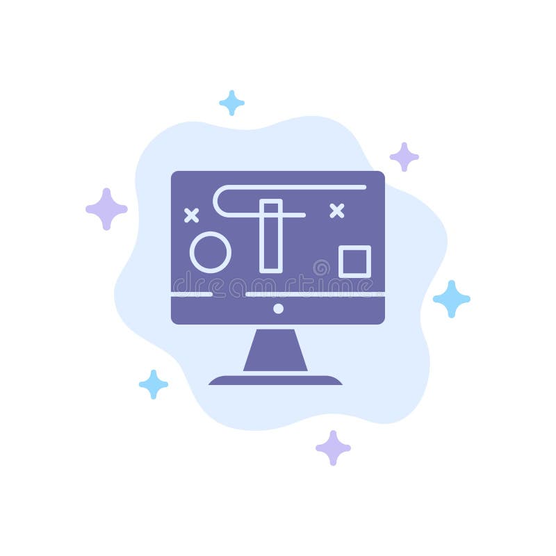 Computer, Design, Display, Graphics Blue Icon on Abstract Cloud ...