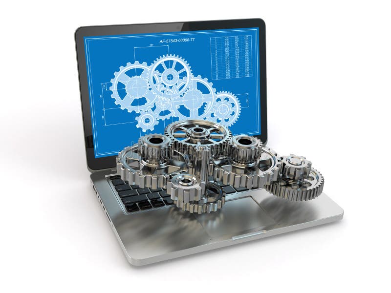 Computer Engineering Drawing Blueprint Engineering Computer Stock