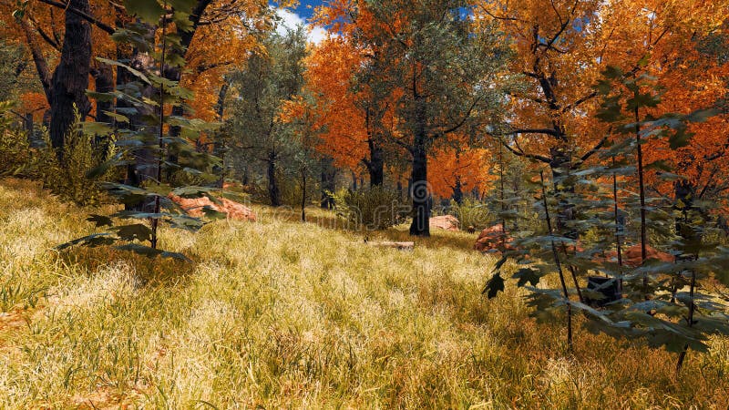 Computer Designed Natural Landscape with Forest Environment 3D Render ...