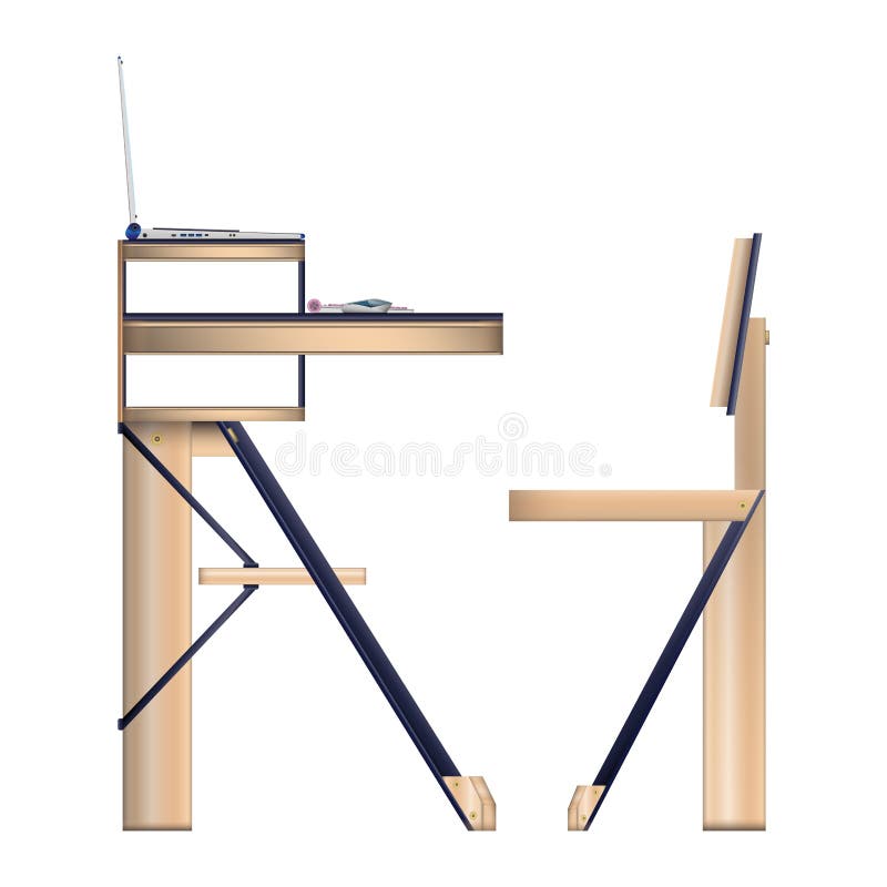 Wooden Chair. Front View Side View Stock Vector - Illustration of front ...