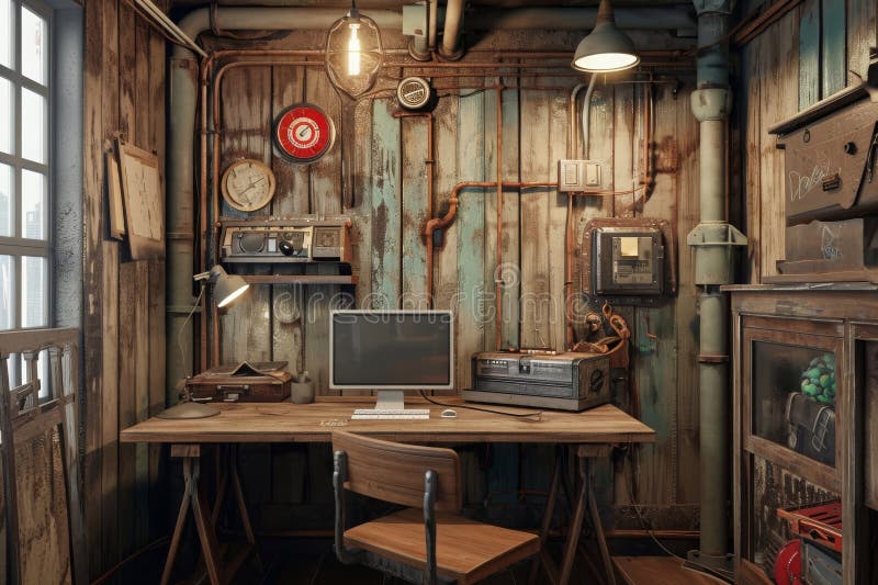 A Computer Desk Featuring a Monitor and a Keyboard, Ready for Work or ...