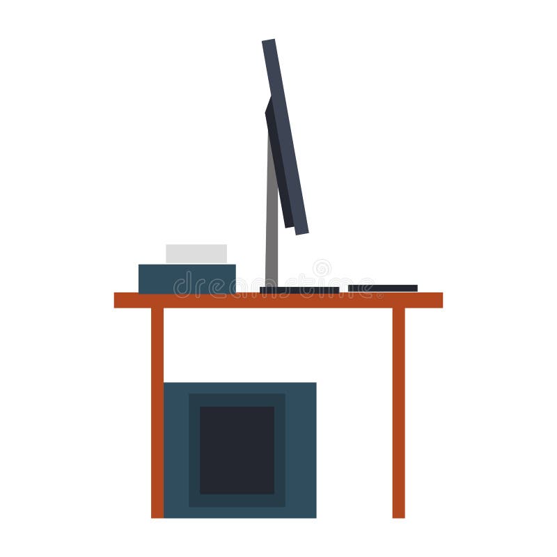 Computer Desk Icon Cartoon Isolated Stock Vector - Illustration of ...