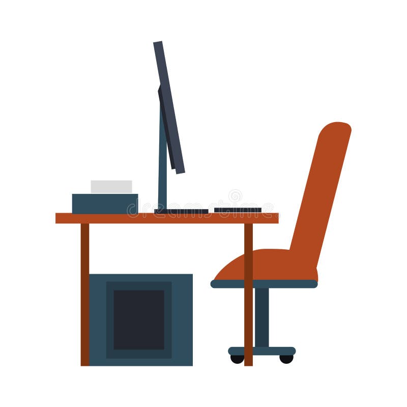 Computer Desk Icon Cartoon Isolated Stock Vector - Illustration of ...
